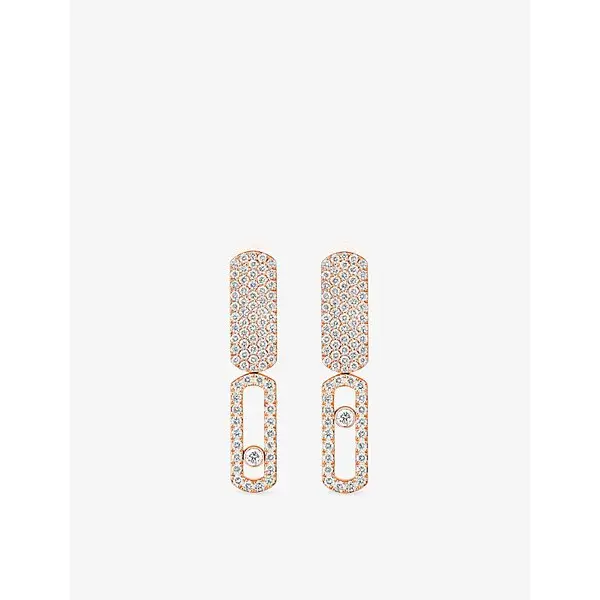 Messika Imperial Move Small 18ct Gold And 0.70ct Diamond Earrings - Pink
