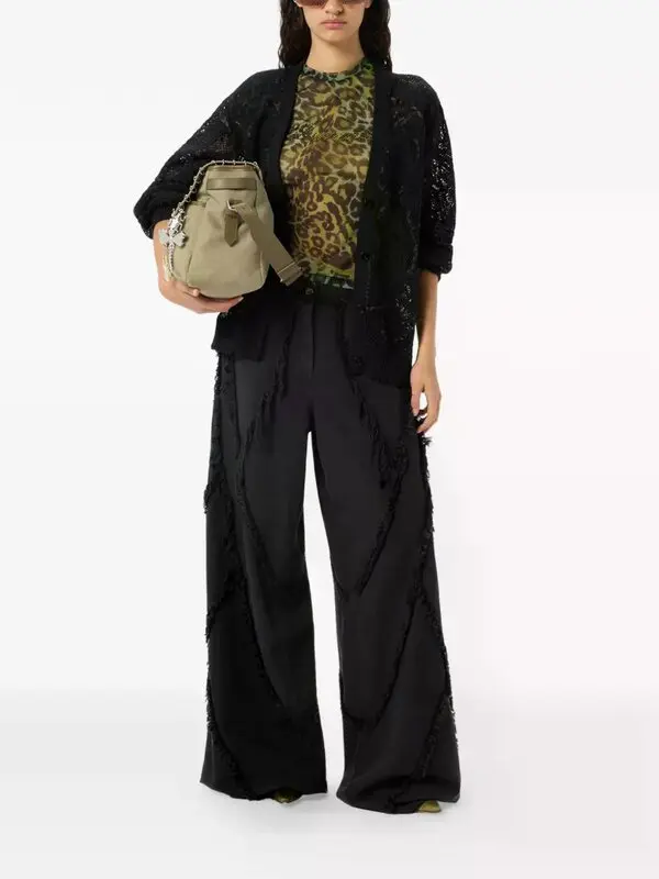 Blumarine Frayed Wide Leg Jeans - Black