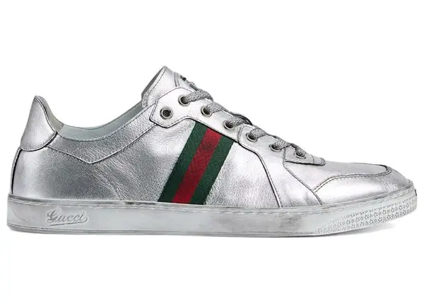 Gucci Leather Low-top Sneakers - Metallic Silver