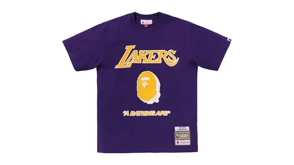 A BATHING APE X Mitchell & Ness Nba Los Angeles Lakers Tee Shirt - Purple