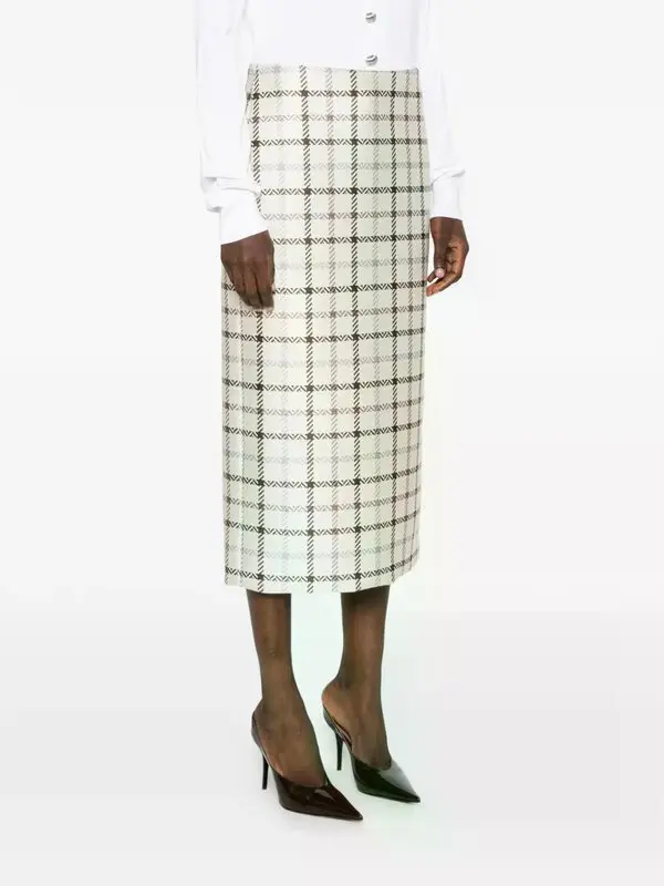 Brandon Maxwell Plaid Midi Skirt