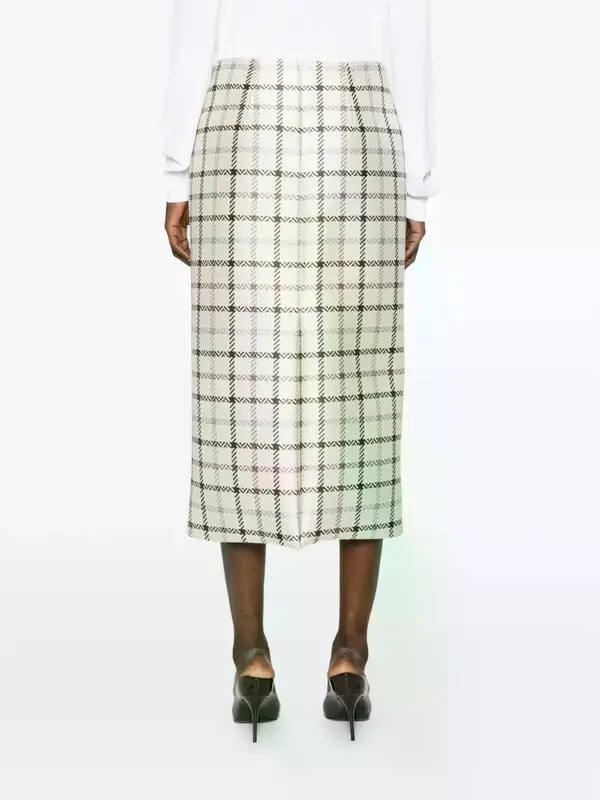 Brandon Maxwell Plaid Midi Skirt