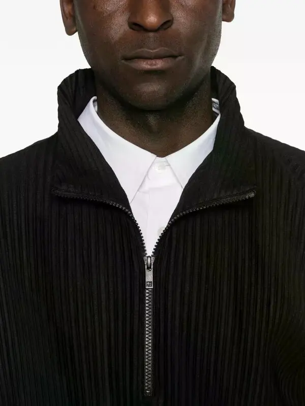 Issey Miyake Pleated Zip Jacket - Black