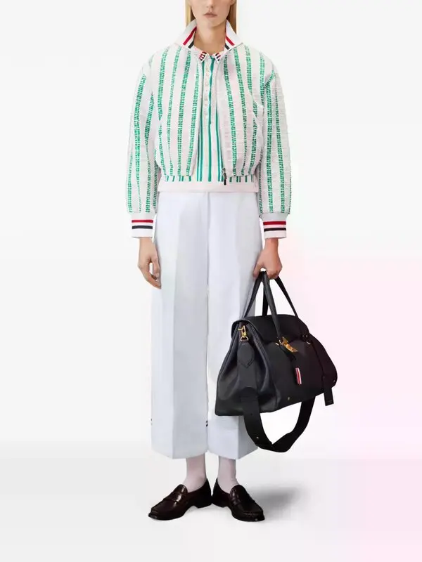 Thom Browne Crochet Stripe Polo Top