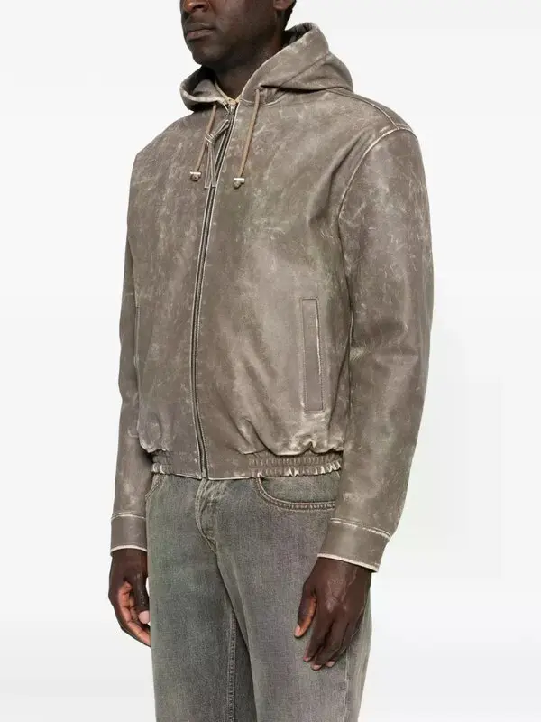 Aries Distressed Hooded Bomber Jacket