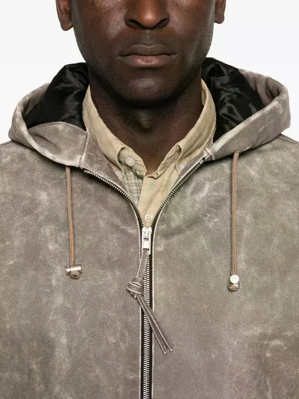Aries Distressed Hooded Bomber Jacket
