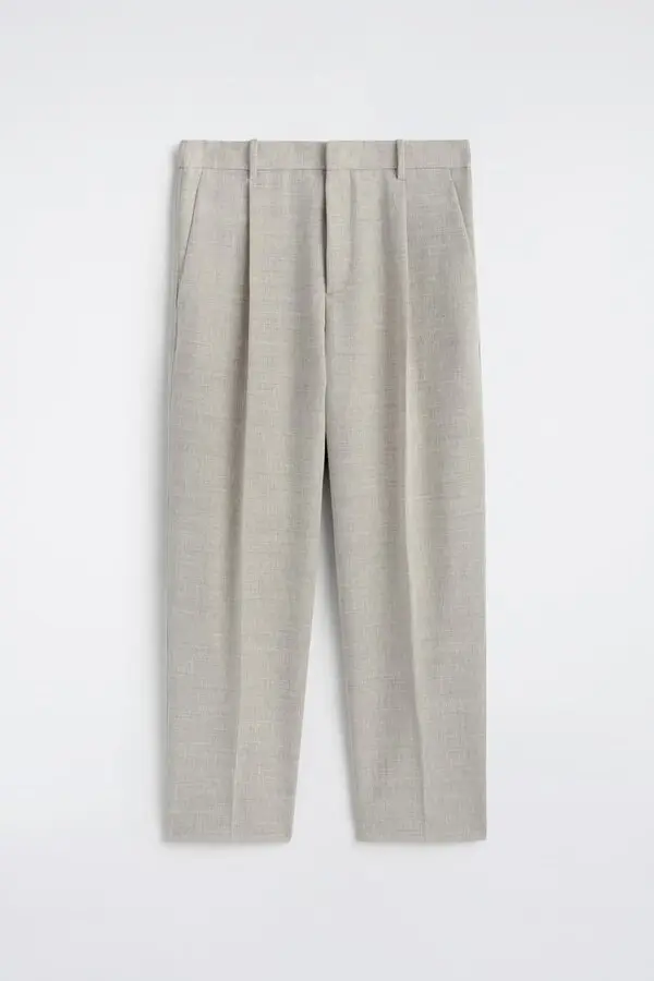 Cos Linen-wool Relaxed-fit Barrel-leg Pants - Beige