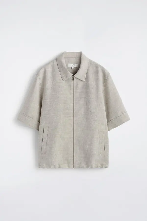 Cos Linen-wool Short-sleeved Zip-up Shirt