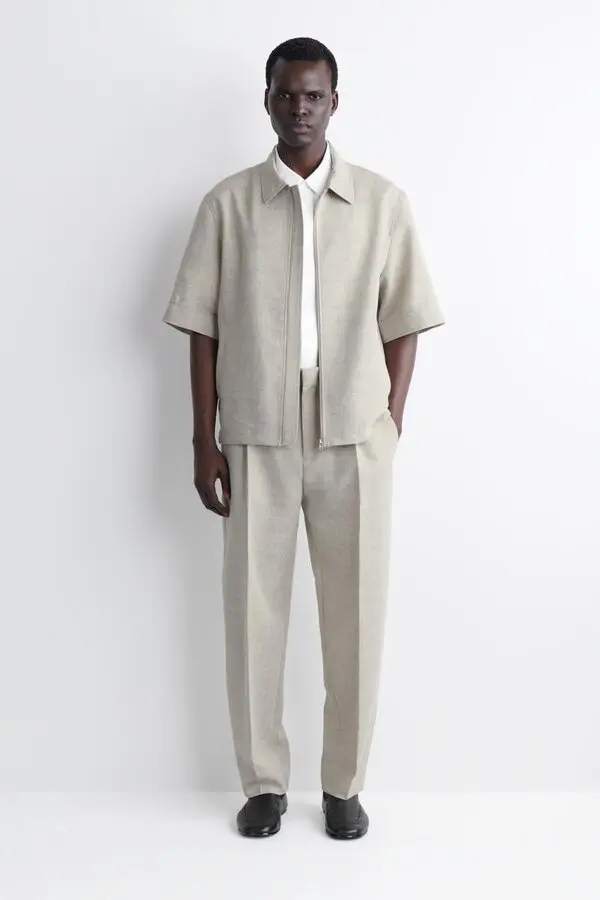 Cos Linen-wool Short-sleeved Zip-up Shirt