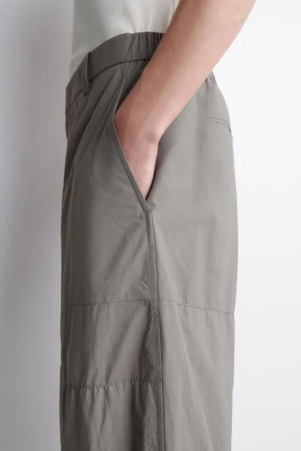 Cos Nylon Barrel-leg Pants - Gray