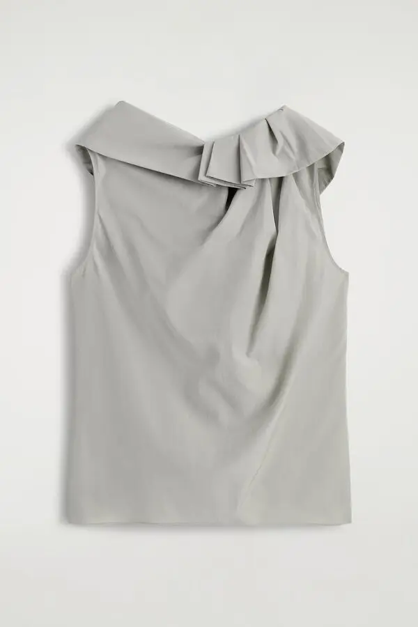 Cos Oversized Draped Top With Ruffle Neckline