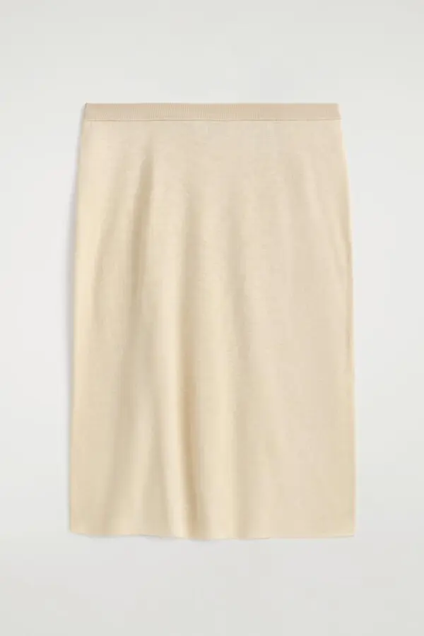 Cos Sheer Knitted Silk-cashmere Midi Skirt - Beige