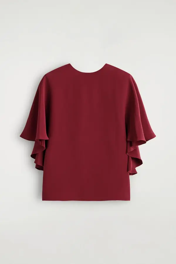Cos Draped Silk Top With Cape Sleeves