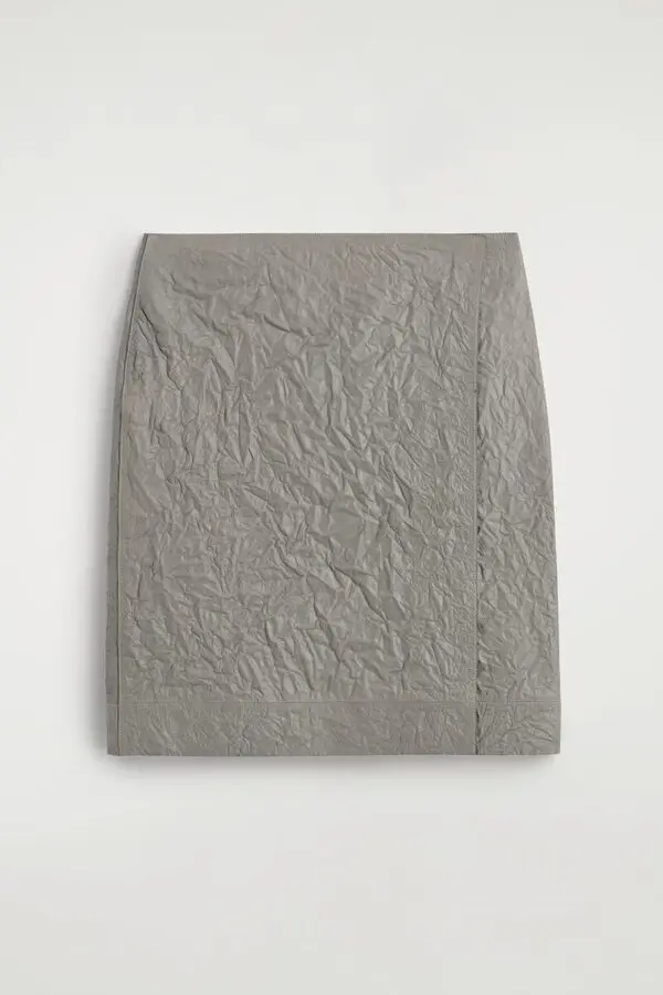 Cos Textured Leather Wrap Skirt - Gray