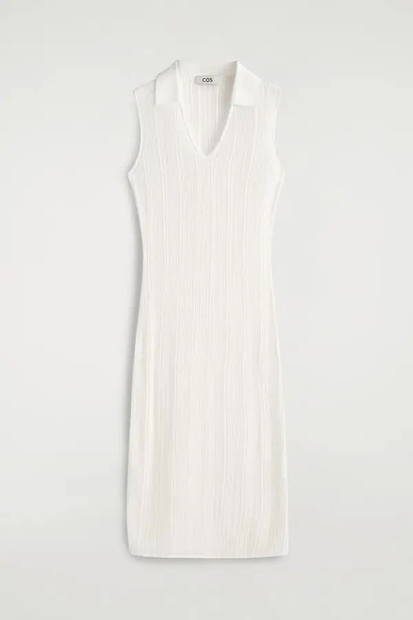 Cos Sheer Lace-knit Dress - White