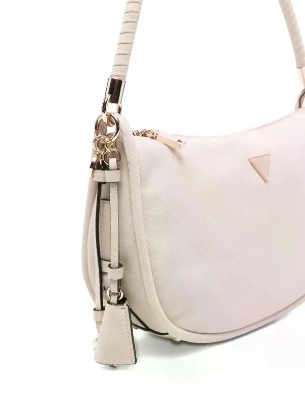Guess Rolled Handle Shoulder Bag With Hanging Charm - Neutrals