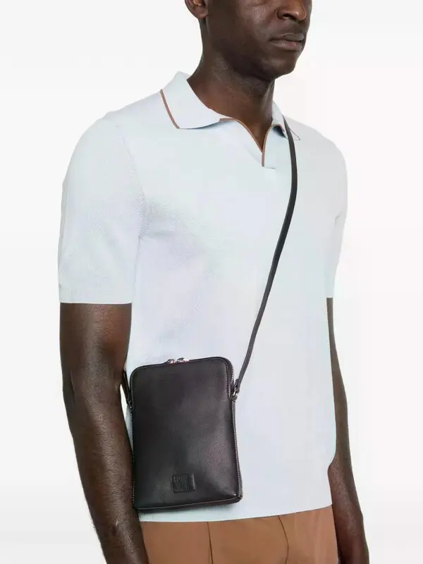 Paul Smith Embossed-logo Leather Messenger Bag