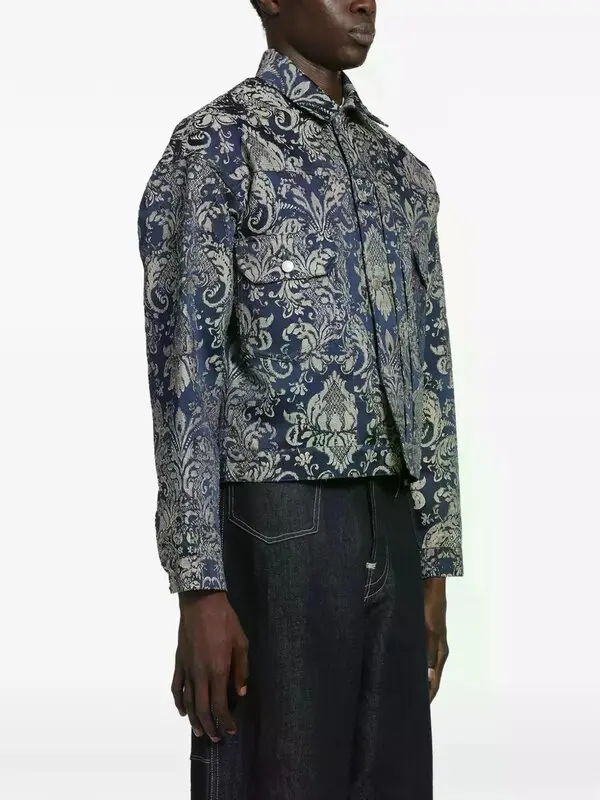 Junya Watanabe Brocade Cropped Jacket - Blue