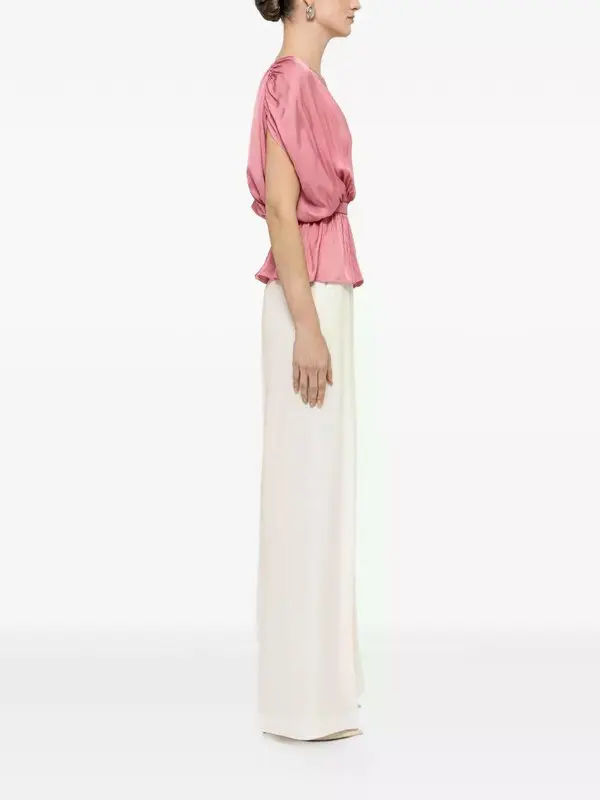 NISSA Belted V-neck Top - Pink