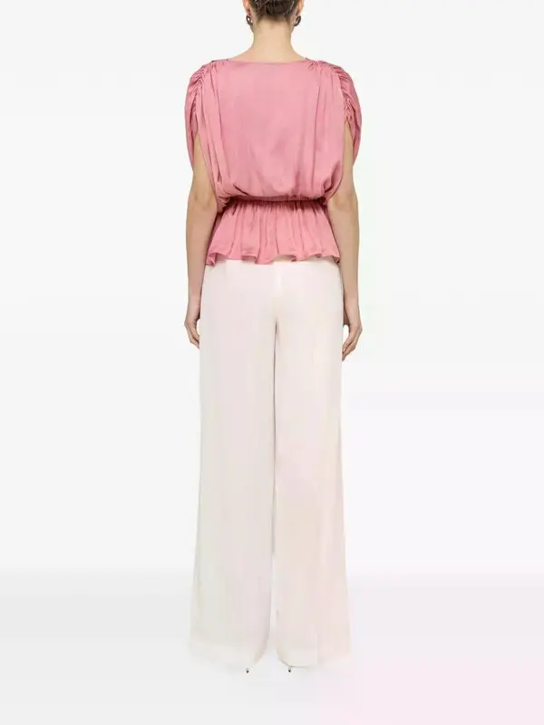 NISSA Belted V-neck Top - Pink