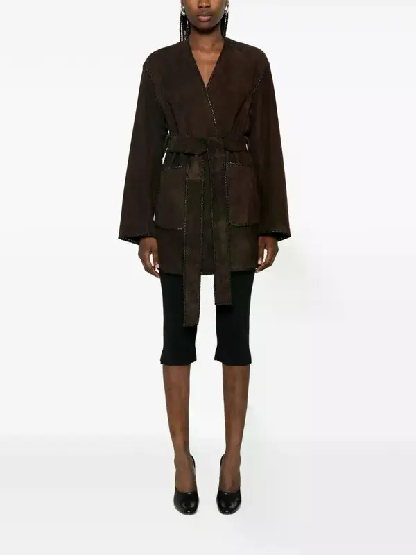 Nour Hammour Suede Tie-waist Jacket