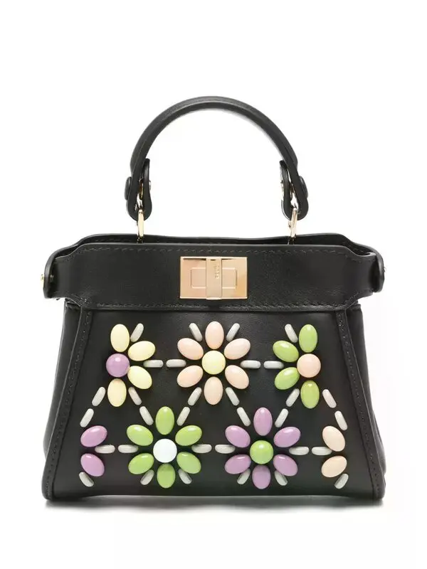 Fendi Nano Peekaboo Beaded-flowers Tote