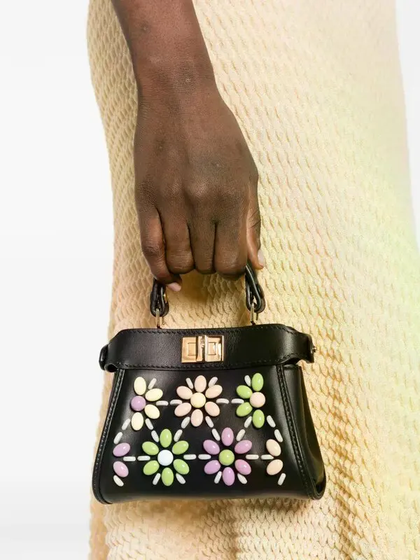 Fendi Nano Peekaboo Beaded-flowers Tote