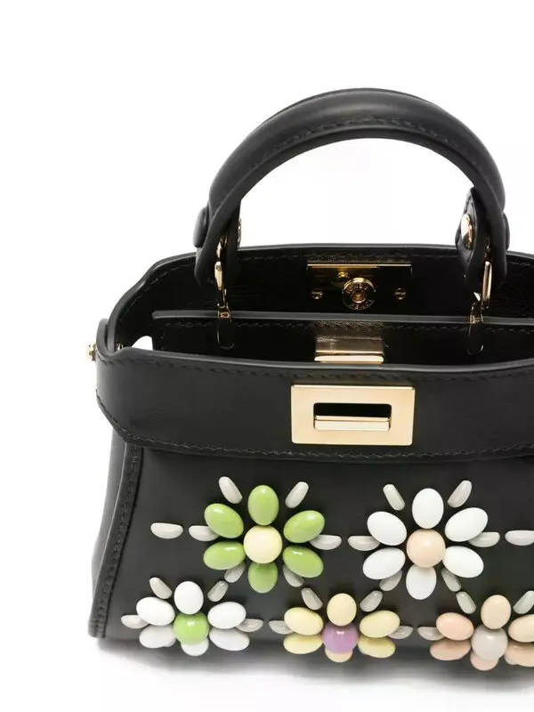 Fendi Nano Peekaboo Beaded-flowers Tote