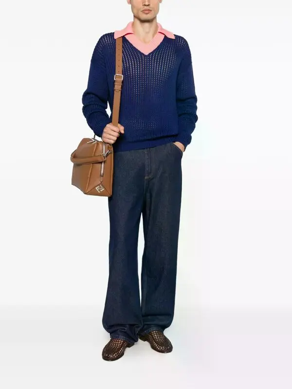 Fendi V-neck Collared Sweater