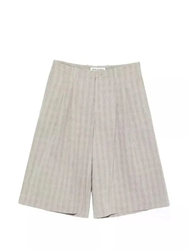 Our Legacy Split Checked Shorts - Neutrals