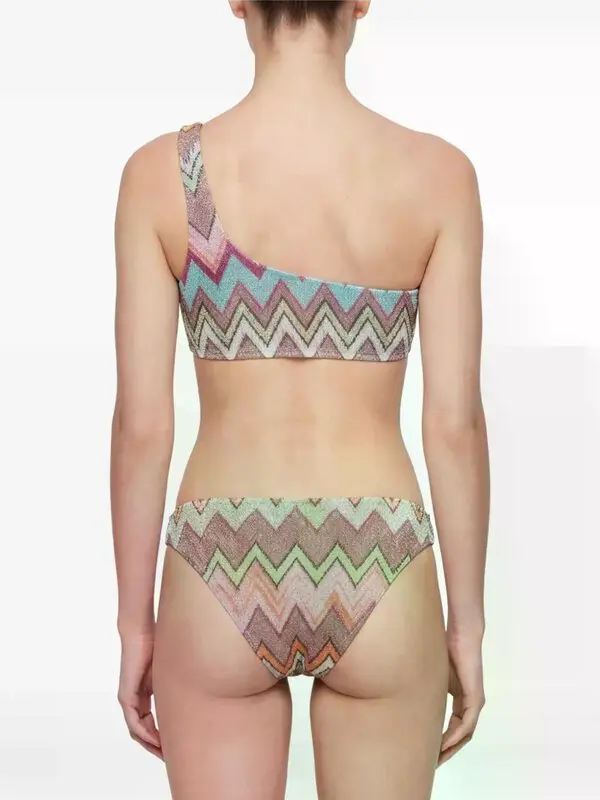 Missoni Zigzag One-shoulder Bikini - Brown