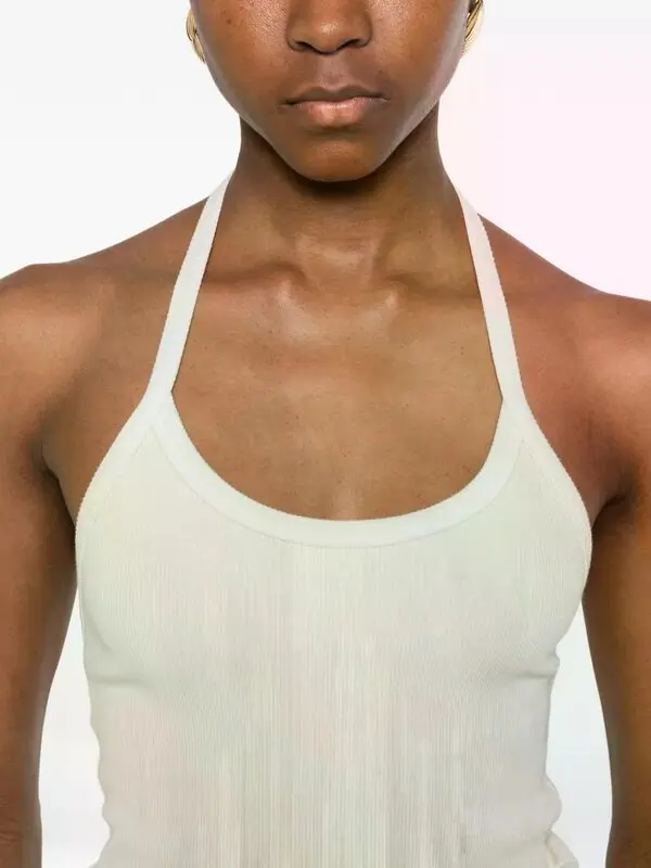 Enza Costa Halter-neck Ribbed Tank Top - Neutrals