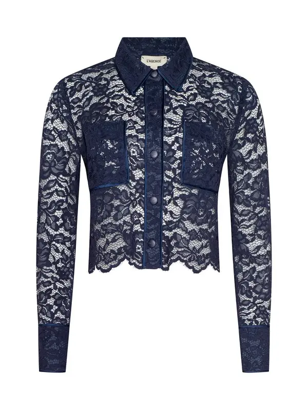 L'Agence Roelle Lace Blouse Top - Midnight