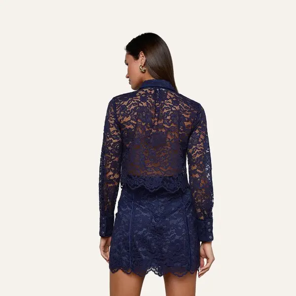 L'Agence Roelle Lace Blouse Top - Midnight