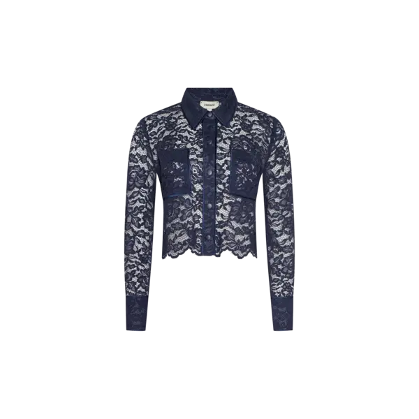 L'Agence Roelle Lace Blouse Top - Midnight