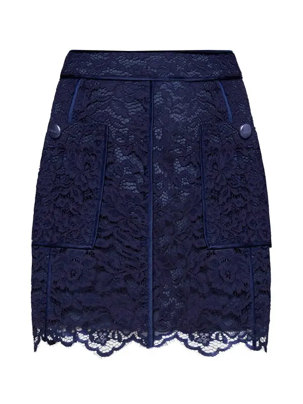 L'Agence Lace A-line Mini Skirt - Midnight