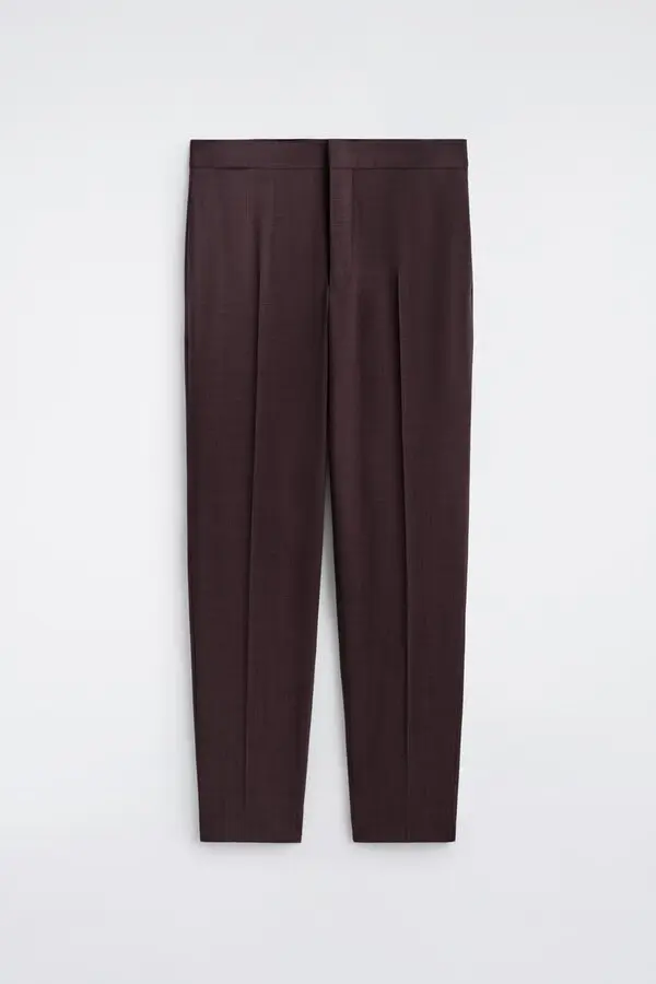 Cos Fluid Wool Slim-fit Pants - Brown