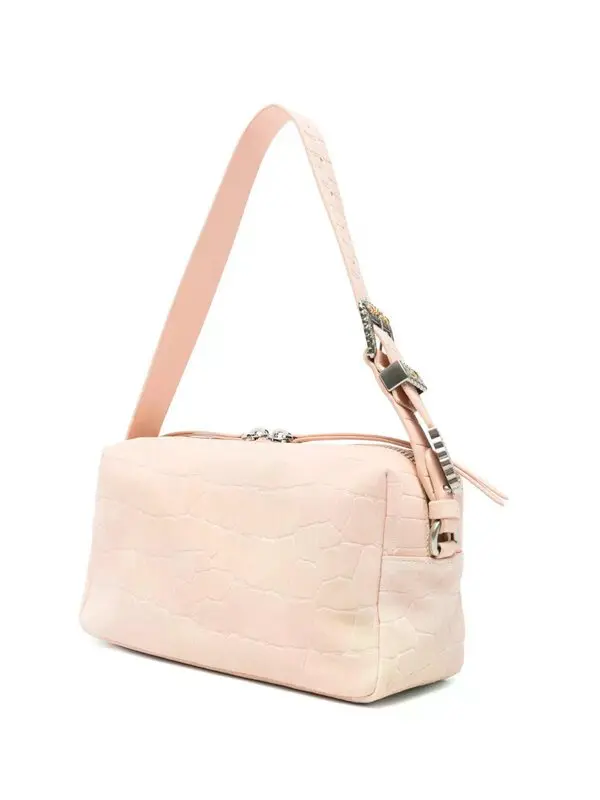 Pinko Crocodile-effect Leather Shoulder Bag - Pink