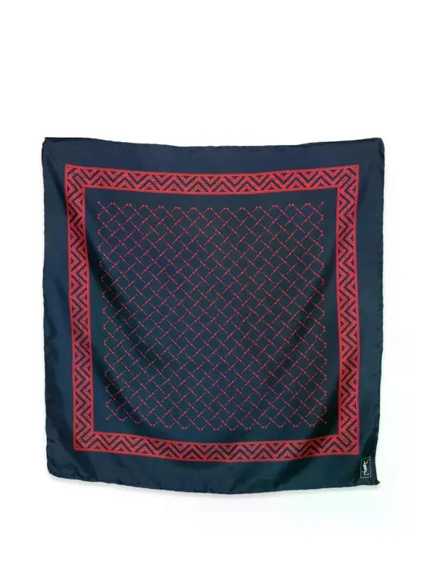 Saint Laurent 1990s Geometric Scarf - Blue