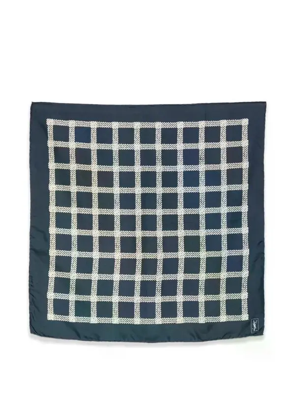Saint Laurent 1990s Printed Scarf - Blue
