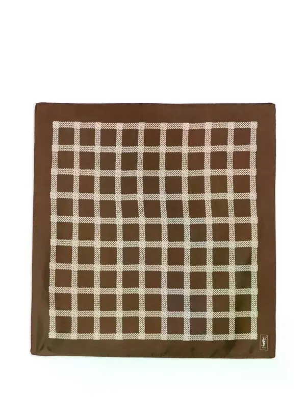 Saint Laurent 1990s Silk Scarf - Brown