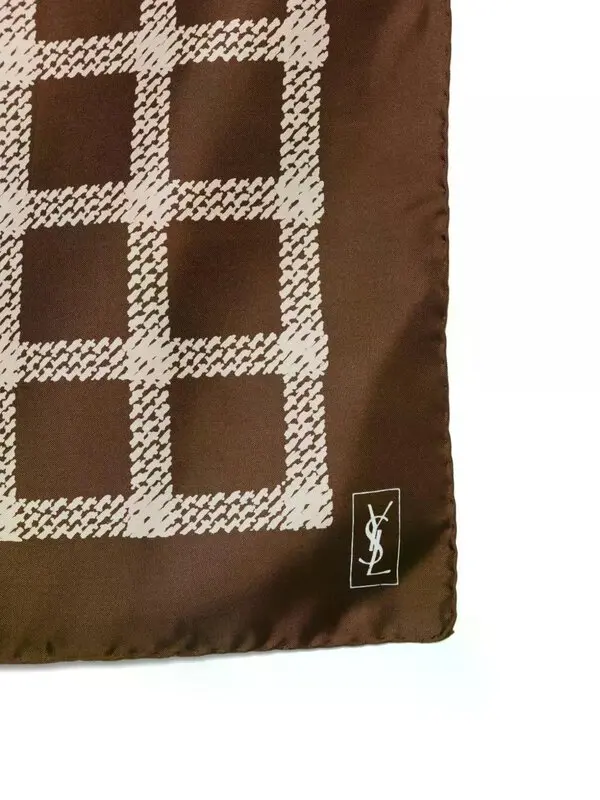 Saint Laurent 1990s Silk Scarf - Brown