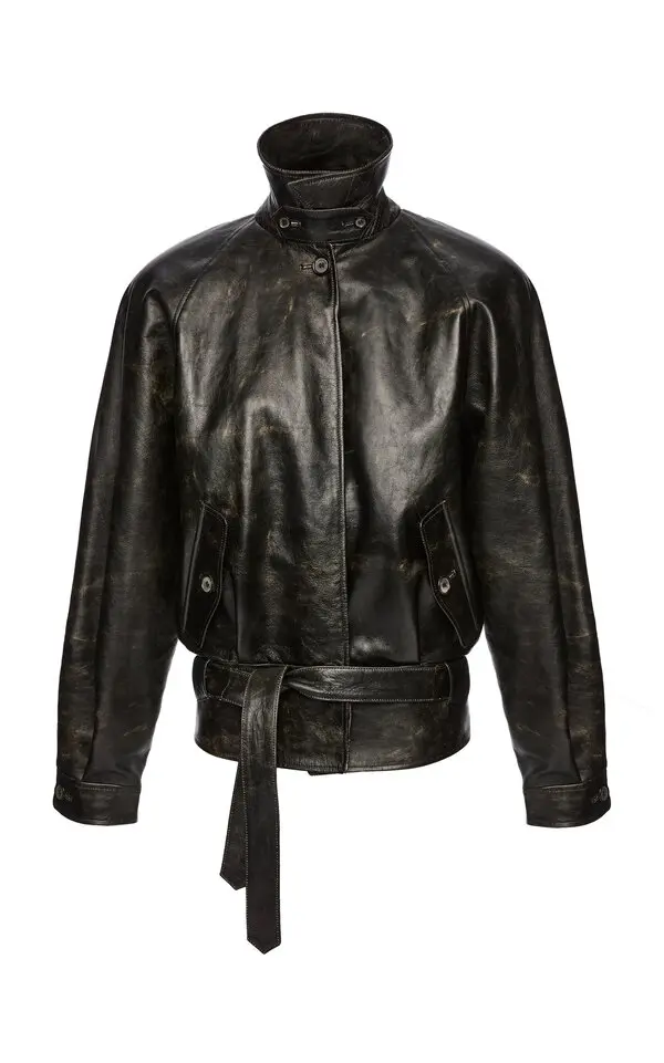 Magda Butrym Belted Leather Jacket - Black