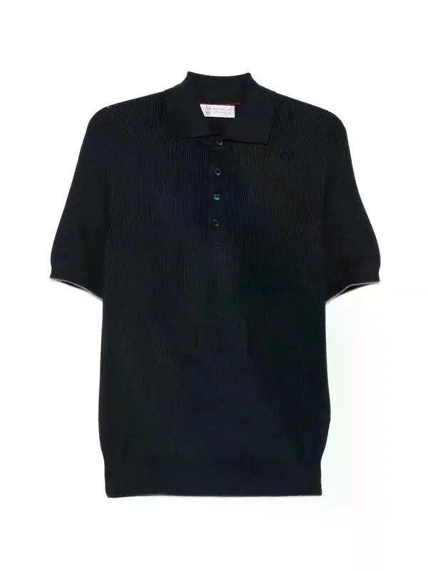 Brunello Cucinelli Ribbed Polo Shirt - Blue