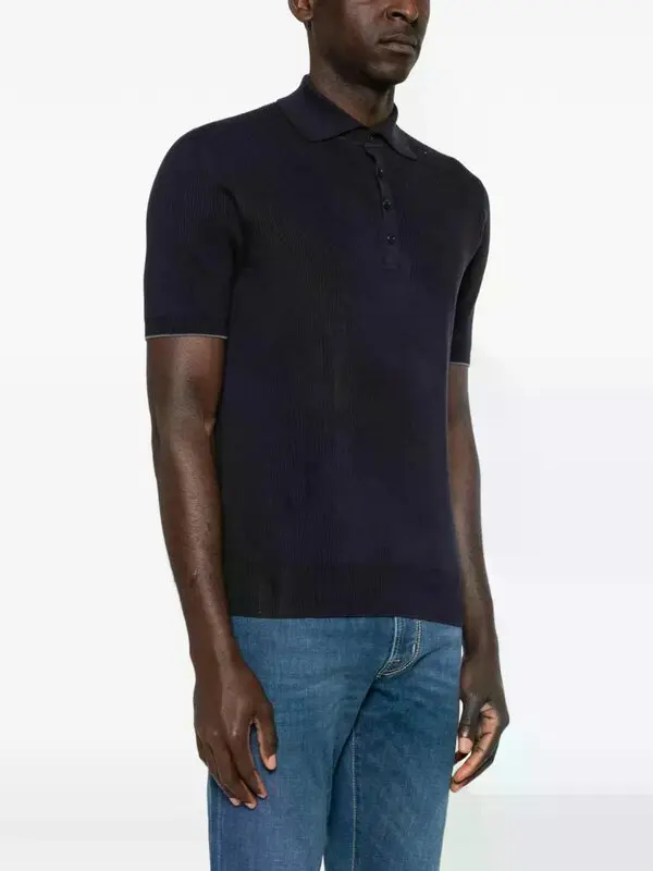 Brunello Cucinelli Ribbed Polo Shirt - Blue