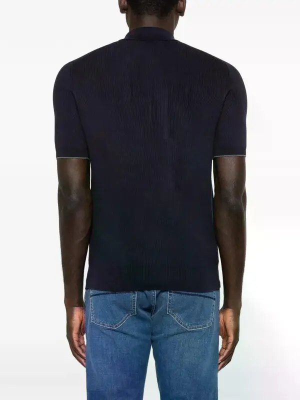 Brunello Cucinelli Ribbed Polo Shirt - Blue