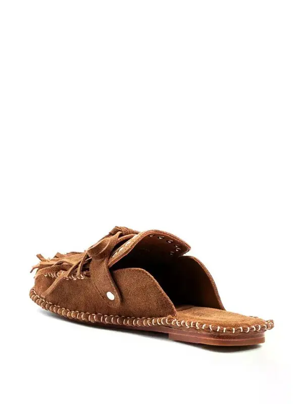 Elena Iachi Fringing Stud Mules - Brown