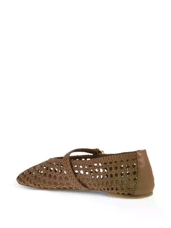STUART WEITZMAN Prima Woven Strap Leather Ballet Flats - Brown