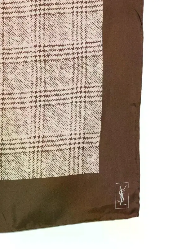 Saint Laurent 1990s Checked Silk Scarf