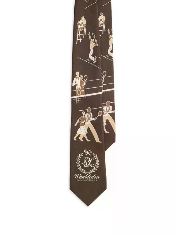 Ralph Lauren Purple Label Tennis Motif Neck Tie - Brown
